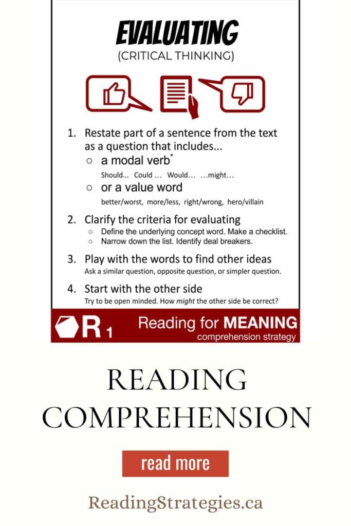 Evaluating Reading Strategy Lesson Plan - Reading Comprehension ...
