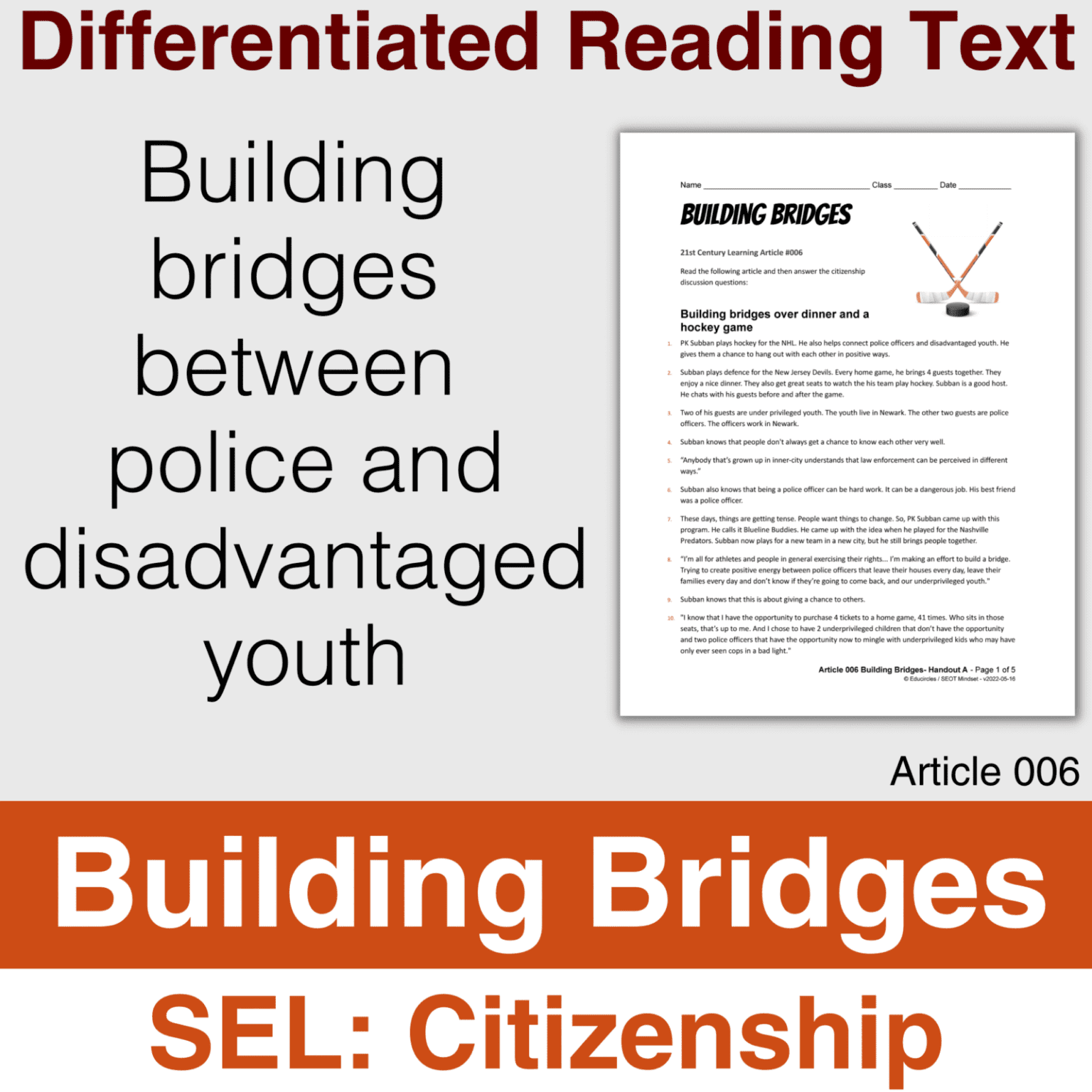 Building Bridges between Police and Youth - Reading Comprehension ...